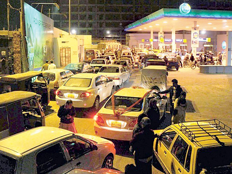 At capital’s filling stations, long queues make an unseemly appearance