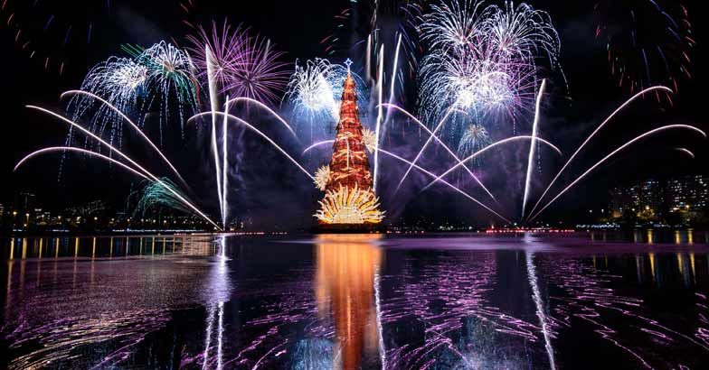 World's tallest, floating Christmas tree put on display in Brazil